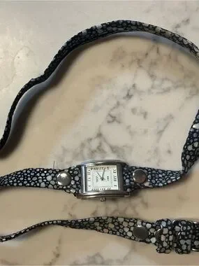 La Mer | Accessories | La Mer Black And White Pebble Wrap Watch | Poshmark